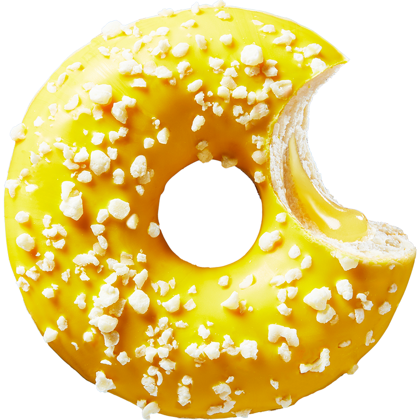 Donut lemon filling & white chocolate deco